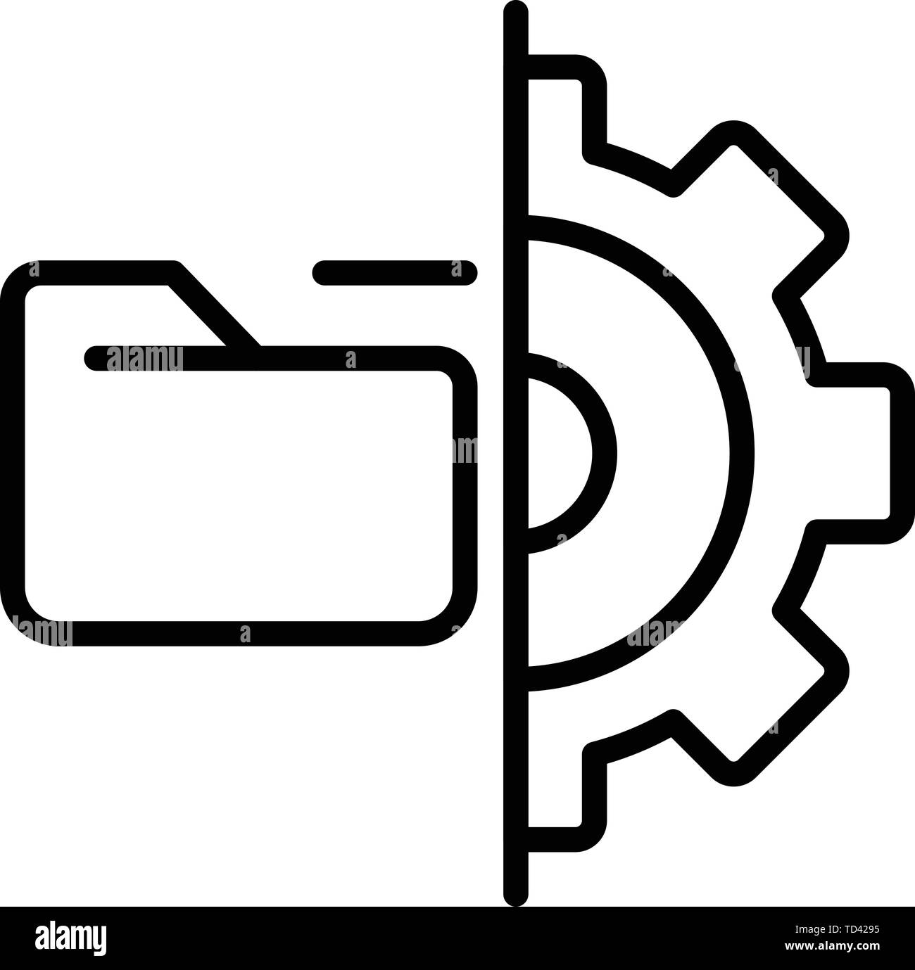Folder and gear icon, outline style Stock Vector Image & Art - Alamy