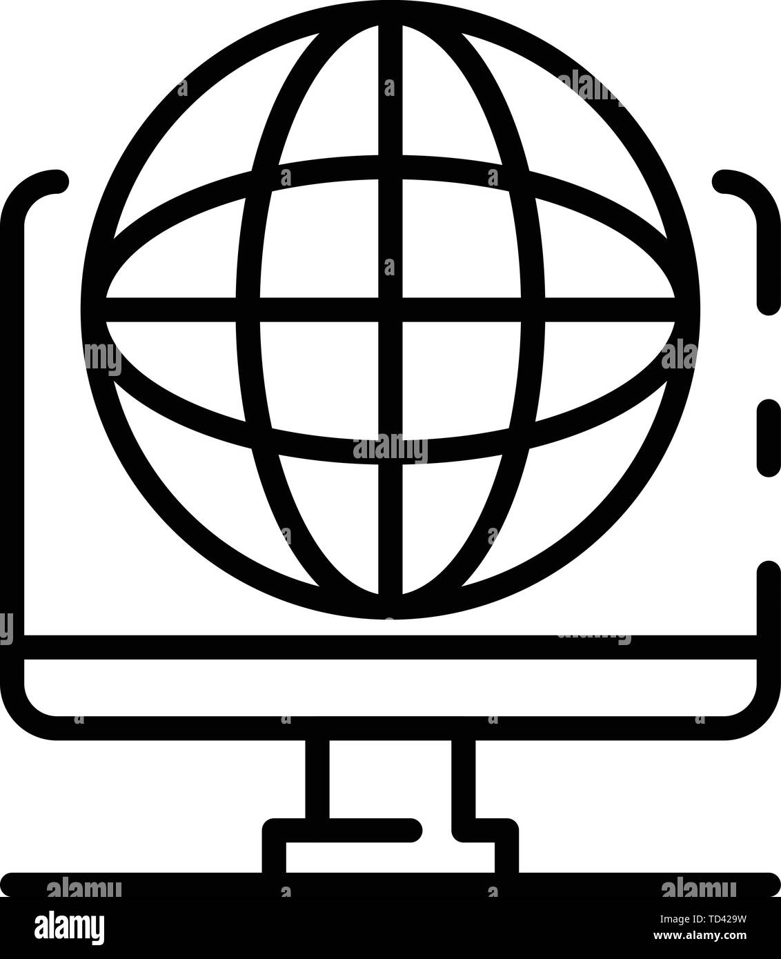 Globe earth computer screen Black and White Stock Photos & Images - Alamy