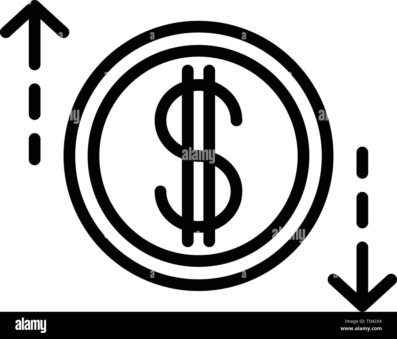 Dollar in a circle and arrows icon, outline style Stock Vector Image ...