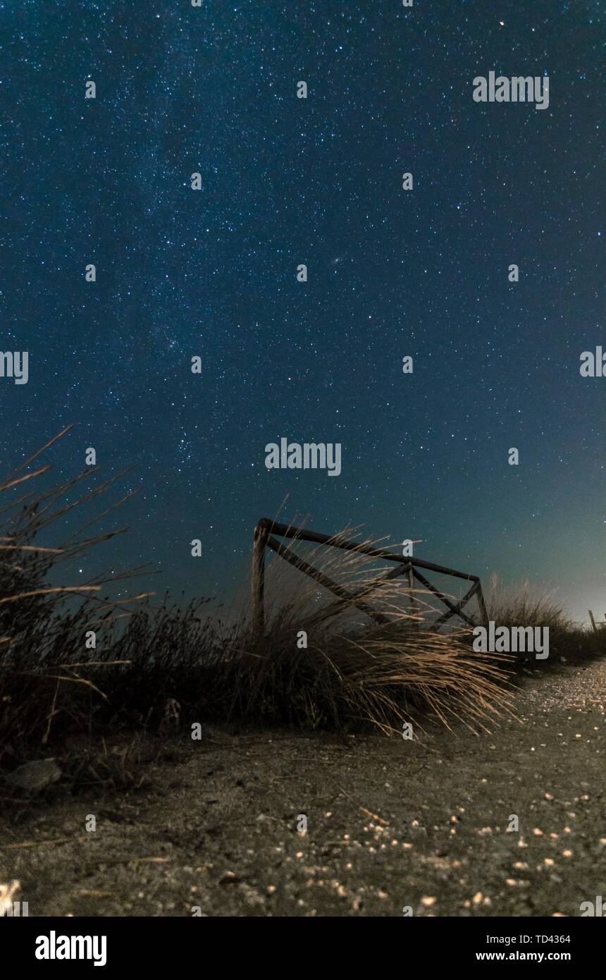 Night landscape with path and starry sky Stock Photo - Alamy