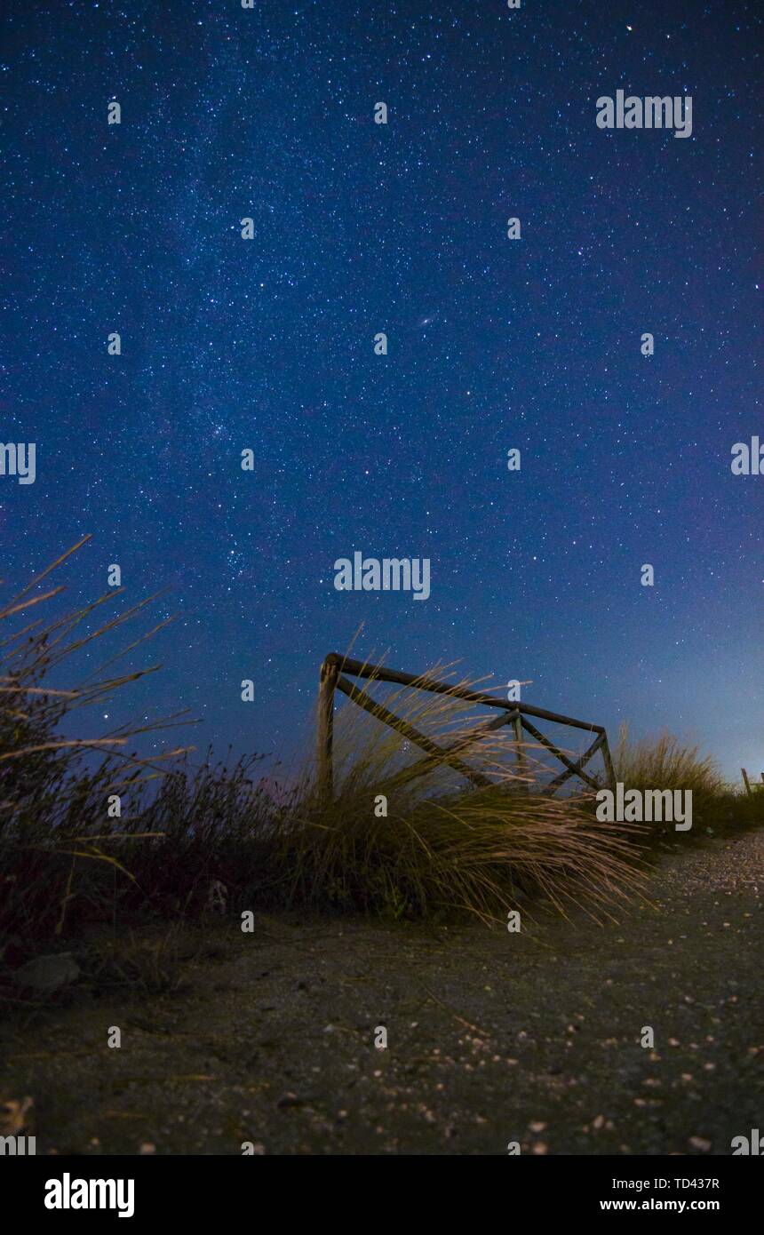 Night landscape with path and starry sky Stock Photo - Alamy