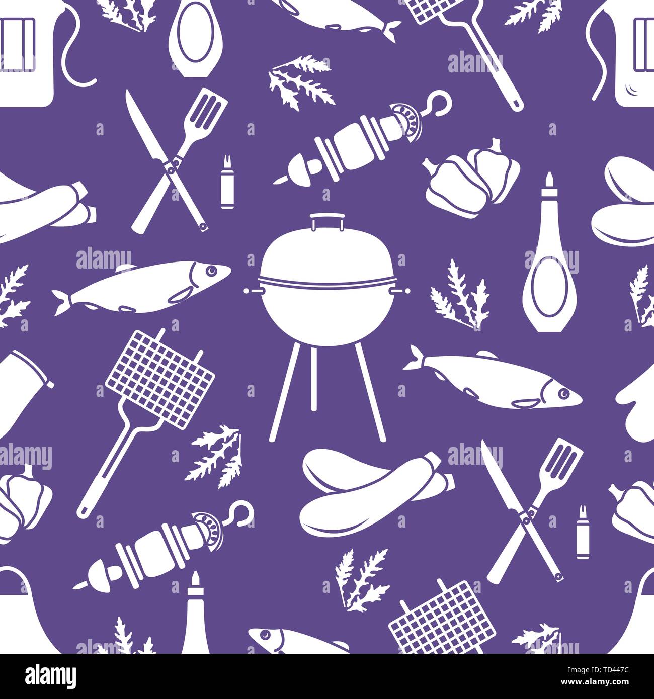 Seamless pattern with grill and barbecue tools. BBQ party background ...
