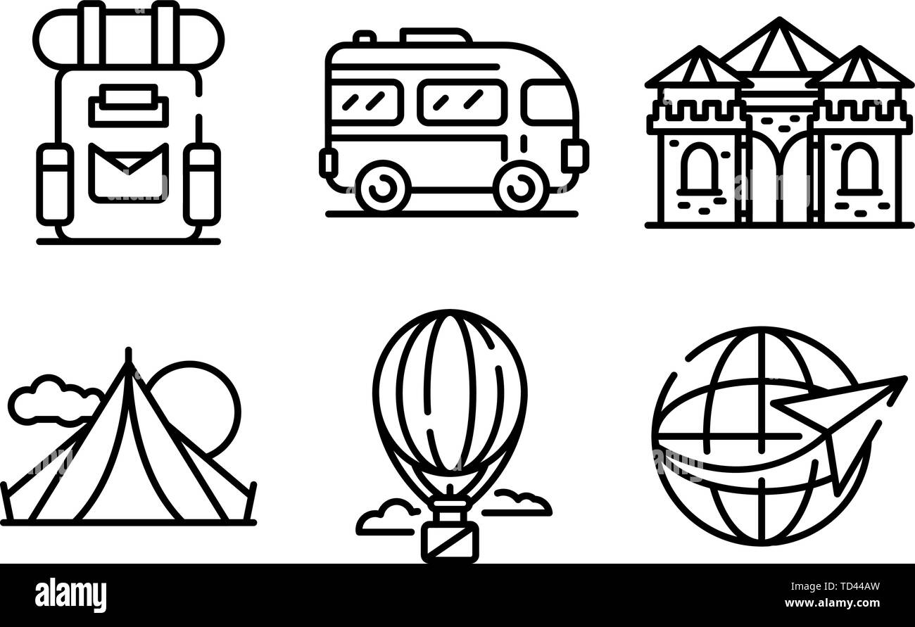 Excursion icons set, outline style Stock Vector Image & Art - Alamy