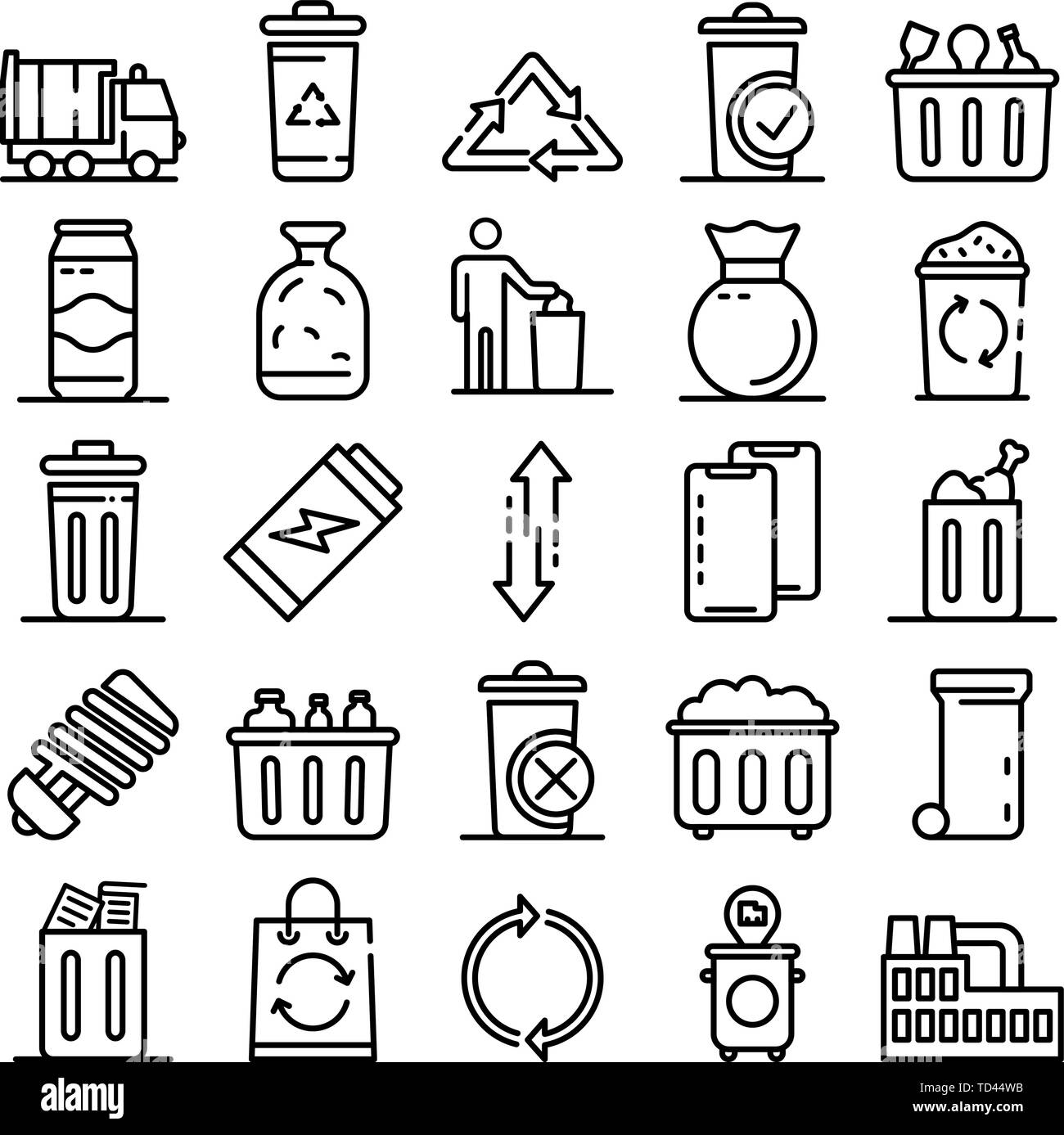 Garbage icons set, outline style Stock Vector Image & Art - Alamy