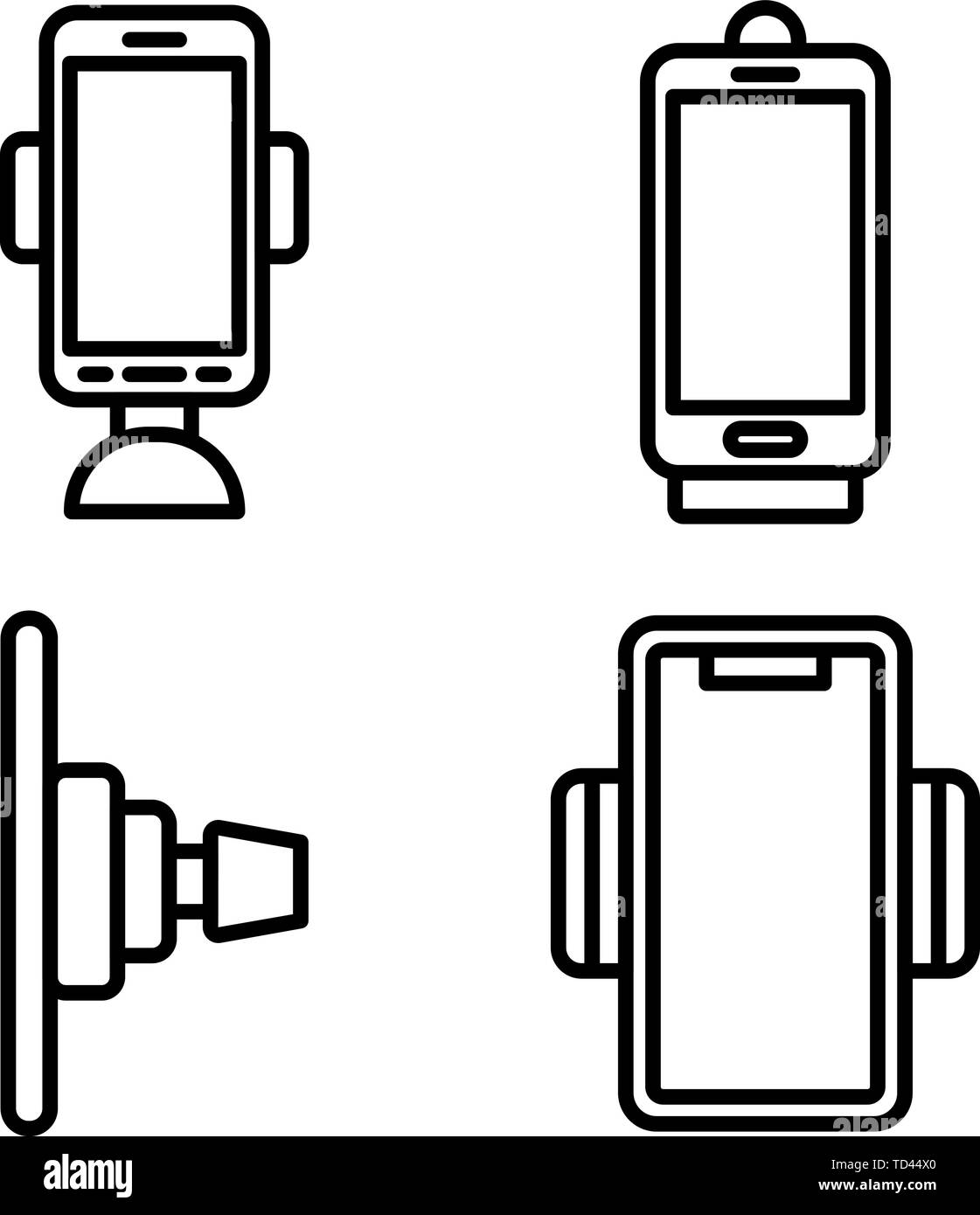 Mobile phone holder icons set, outline style Stock Vector Image & Art ...