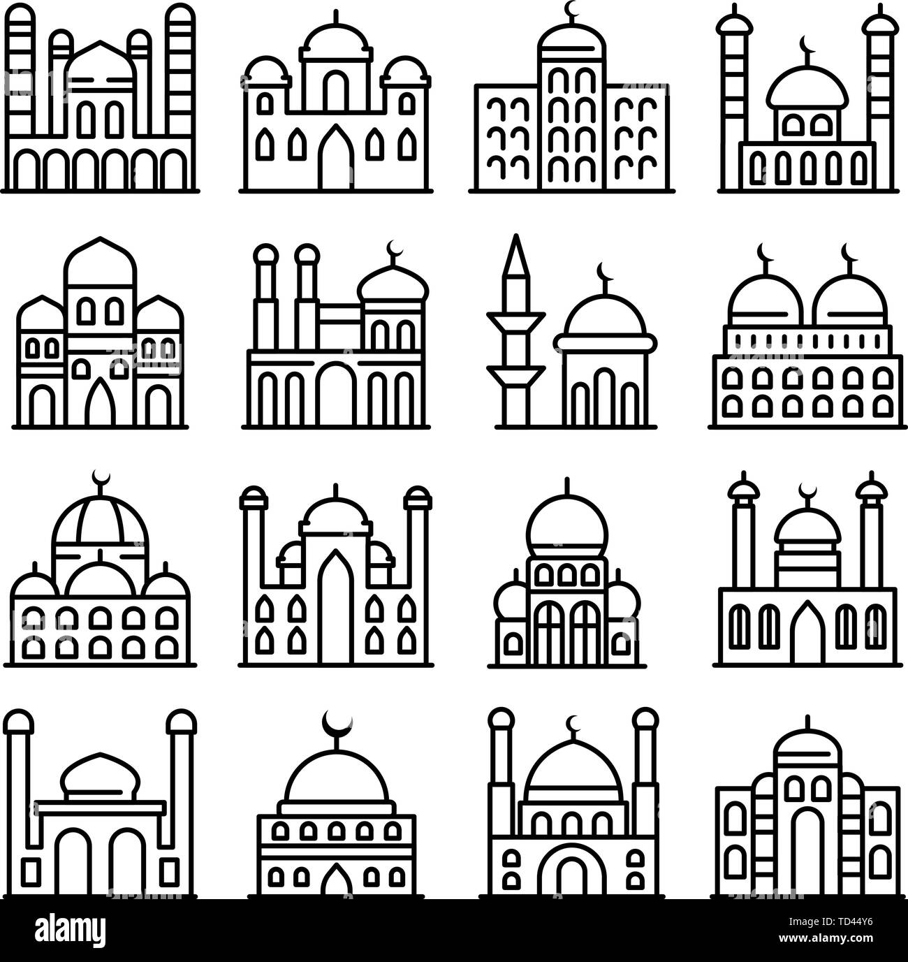 Mosque icons set, outline style Stock Vector Image & Art - Alamy