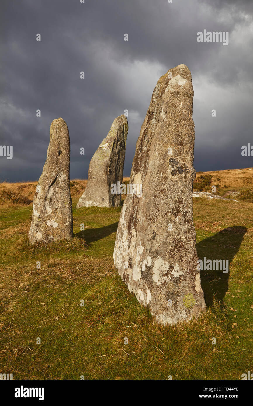 Standing stones at the prehistoric Scorhill Stone Circle, on Gidleigh ...