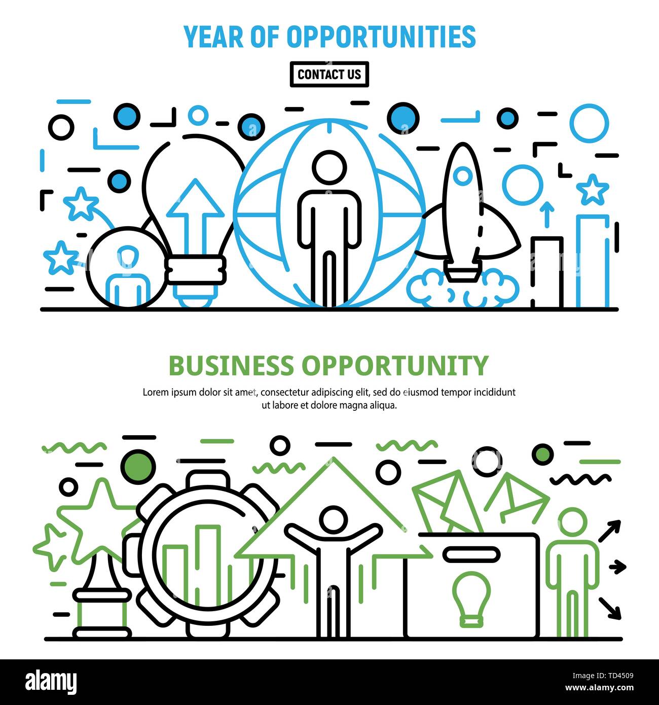 Opportunity business banner set, outline style Stock Vector Image & Art ...