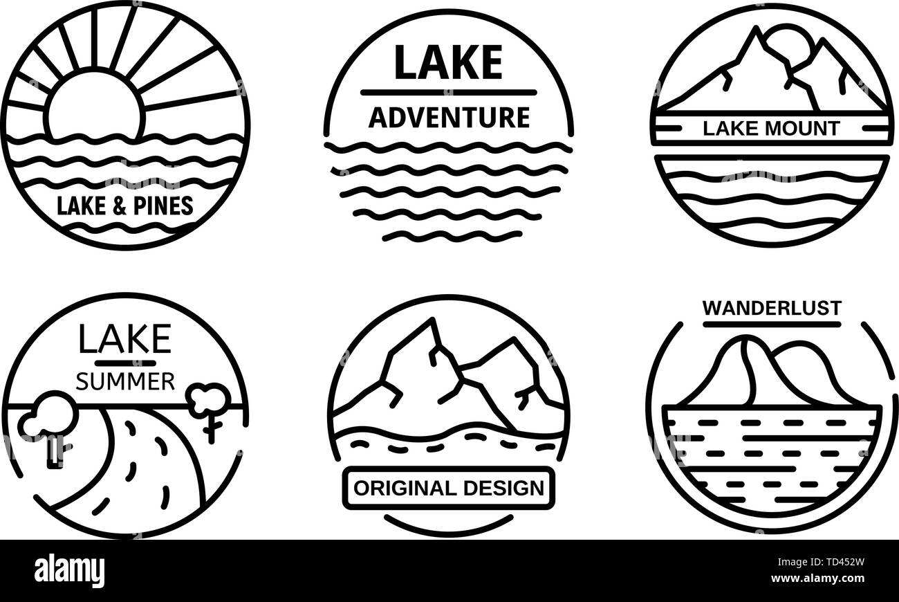 Lake logo set, outline style Stock Vector Image & Art - Alamy