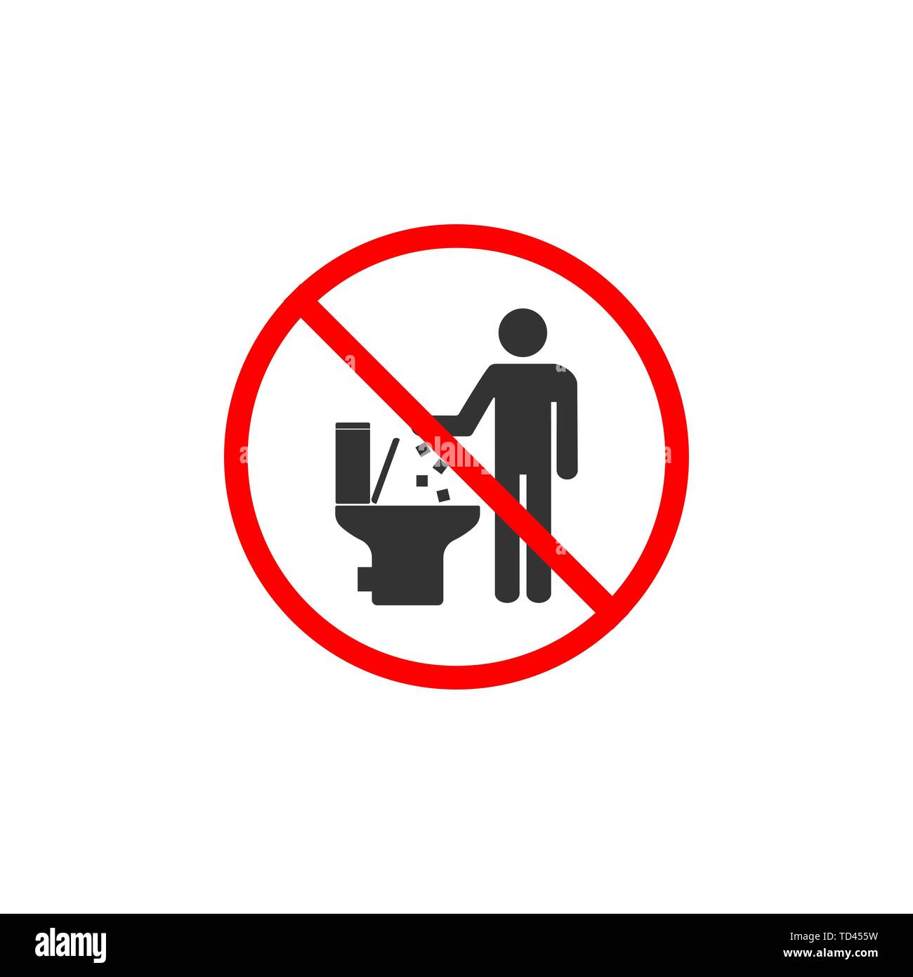 No toilet icon, No littering in toilet sign. Vector illustration, flat ...