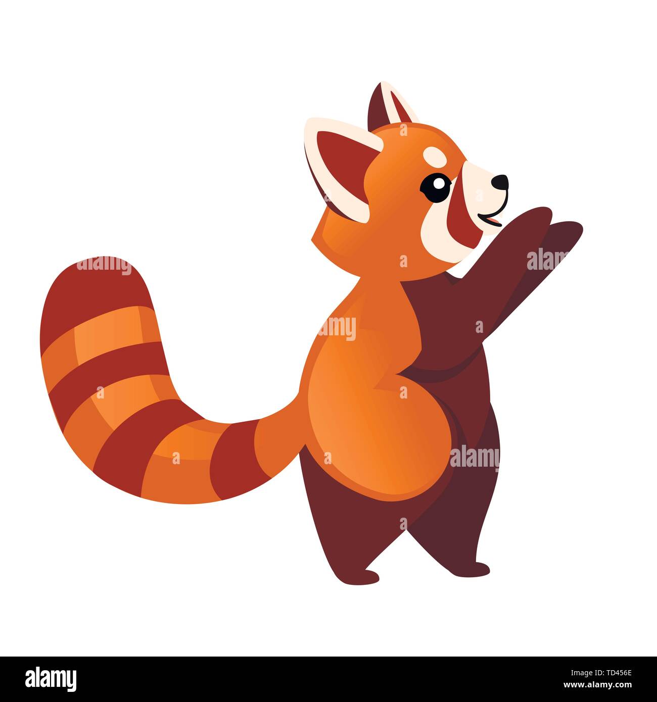 Cute adorable red panda hands up cartoon design animal character flat ...