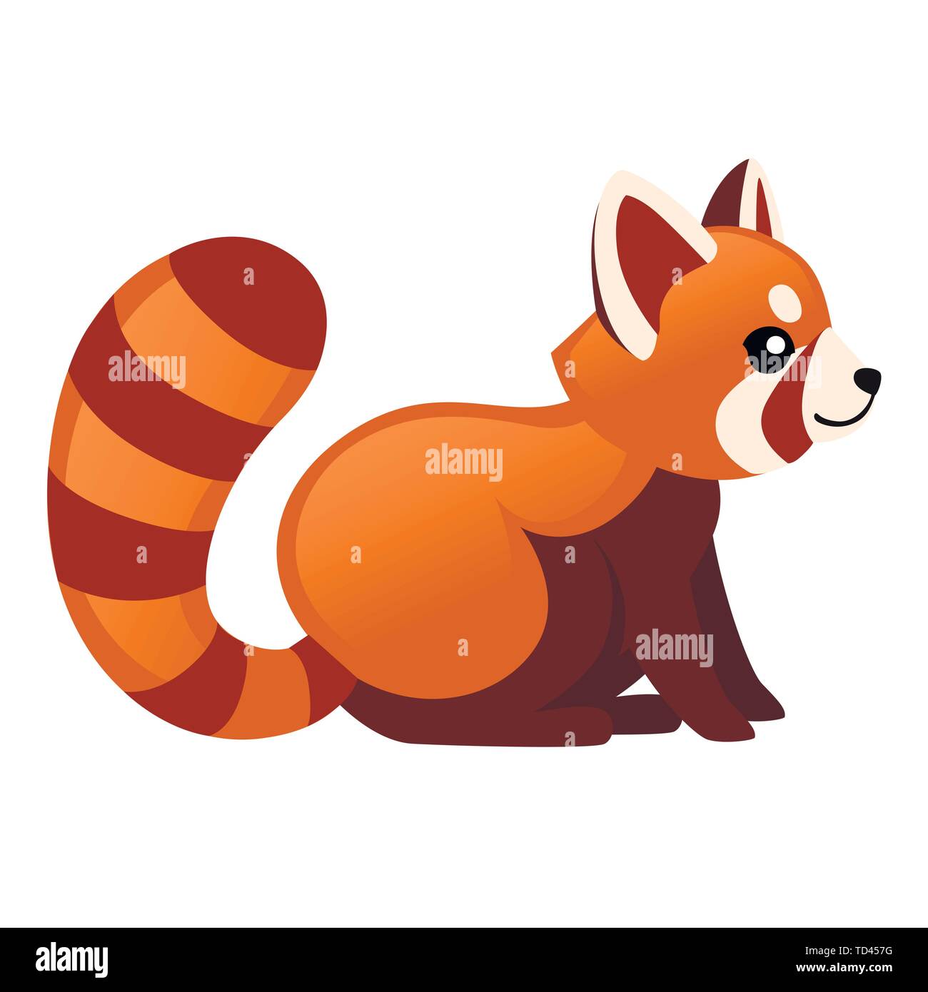 Cute adorable red panda sit on floor cartoon design animal character ...