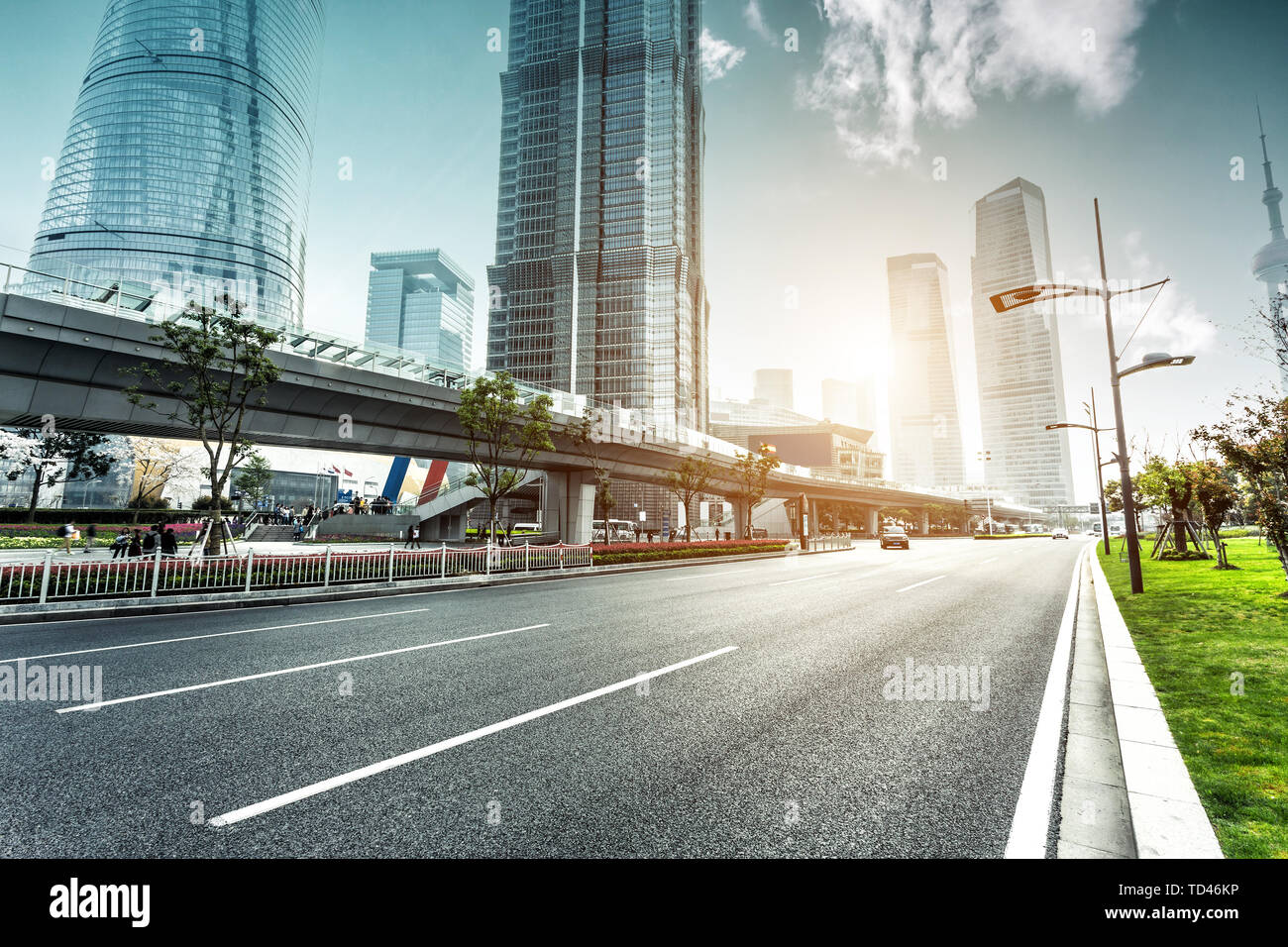 urban road and modern city skyline Stock Photo - Alamy