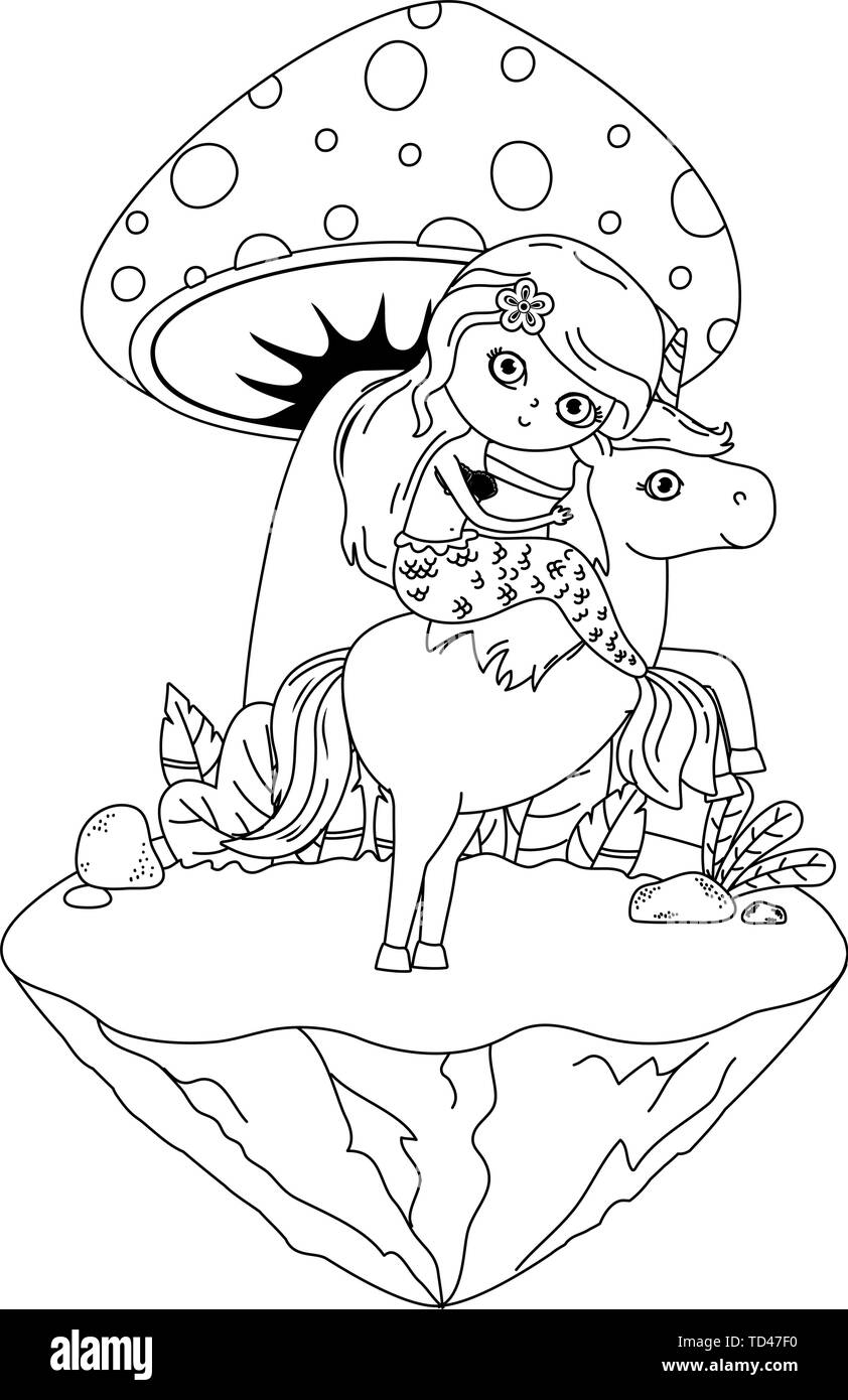 Mermaid and unicorn design, Fairytale history medieval fantasy kingdom ...