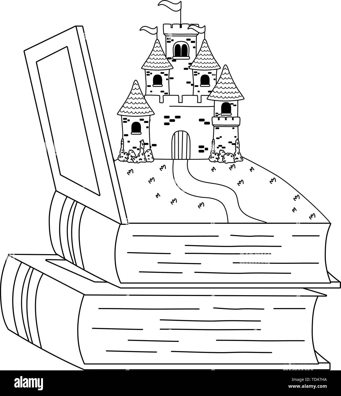 Castle inside book design, Palace medieval tower fairytale building ...