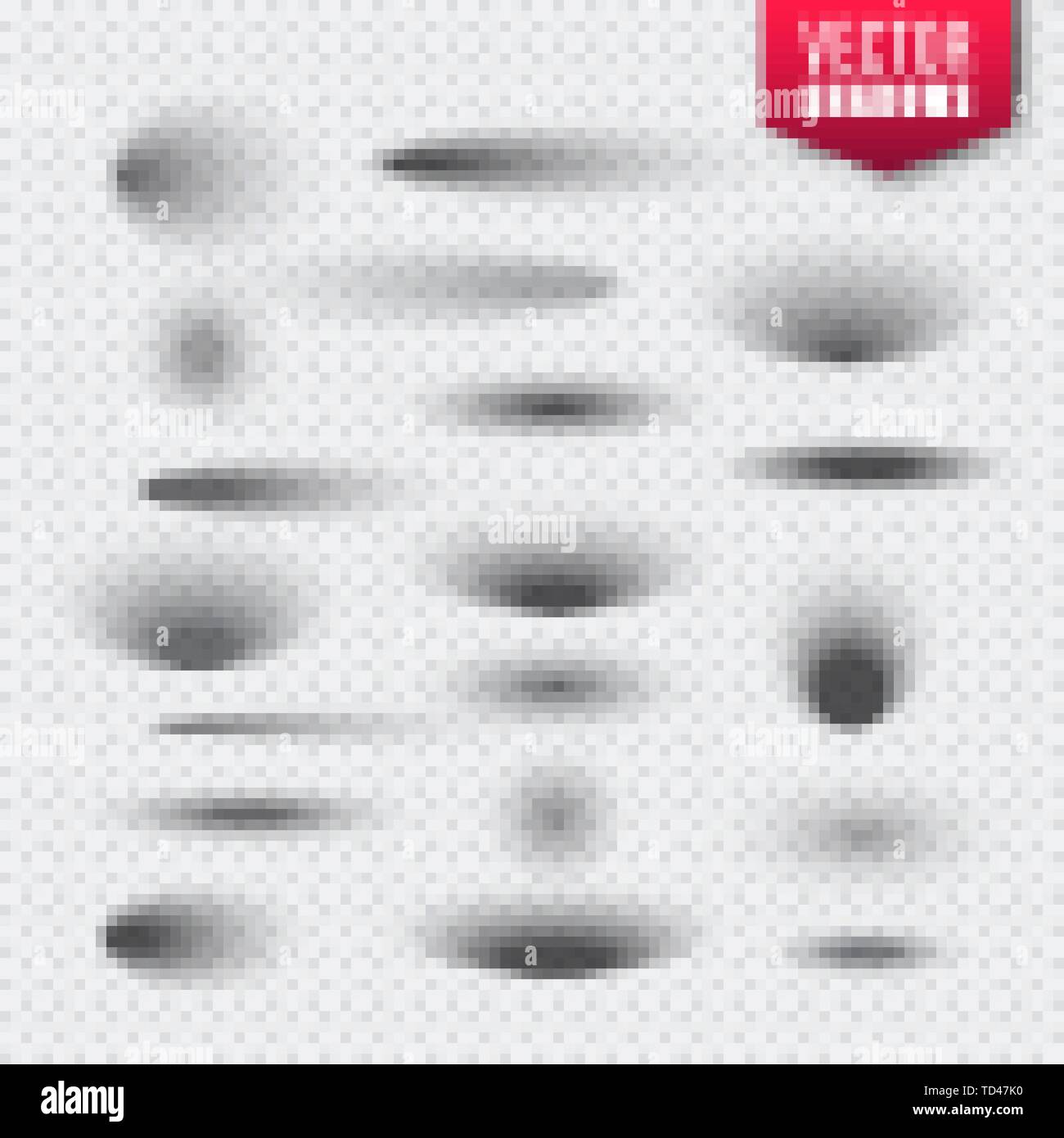 Vector shadows set on transparent background. Realistic isolated shadow ...