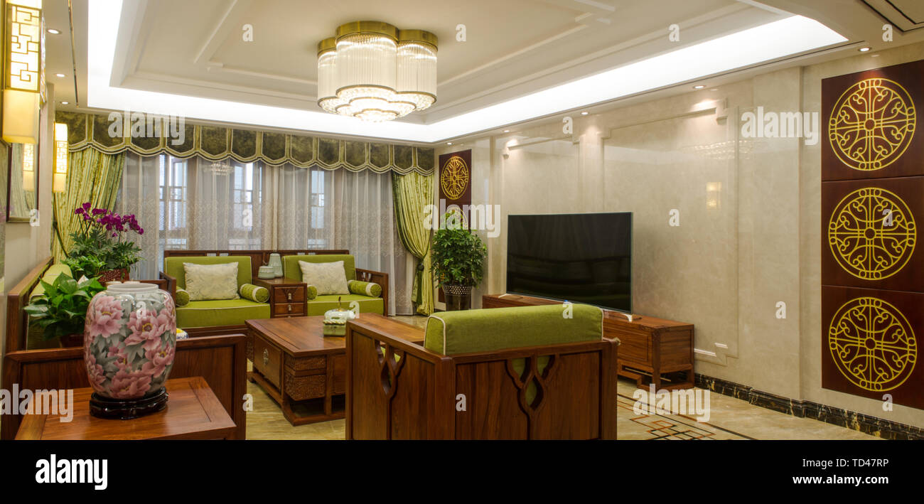 New Chinese living room Stock Photo - Alamy