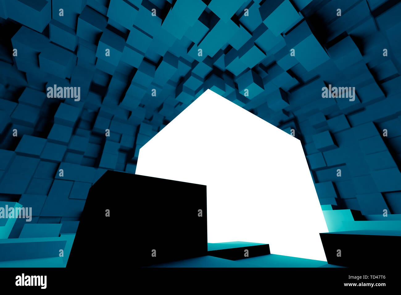 Blue Tech Sense Cube Model Stock Photo - Alamy