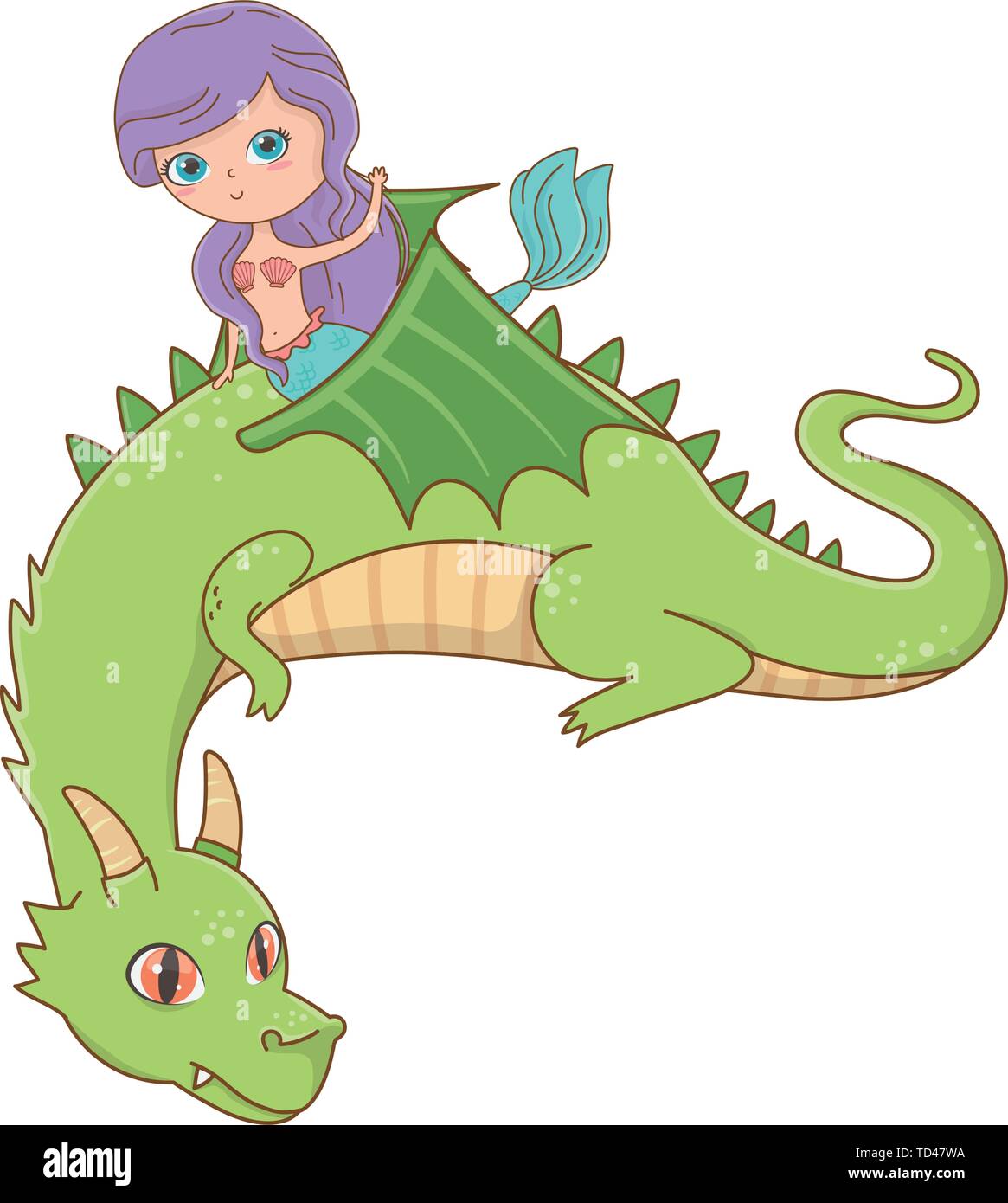 Mermaid and dragon design, Fairytale history medieval fantasy kingdom ...