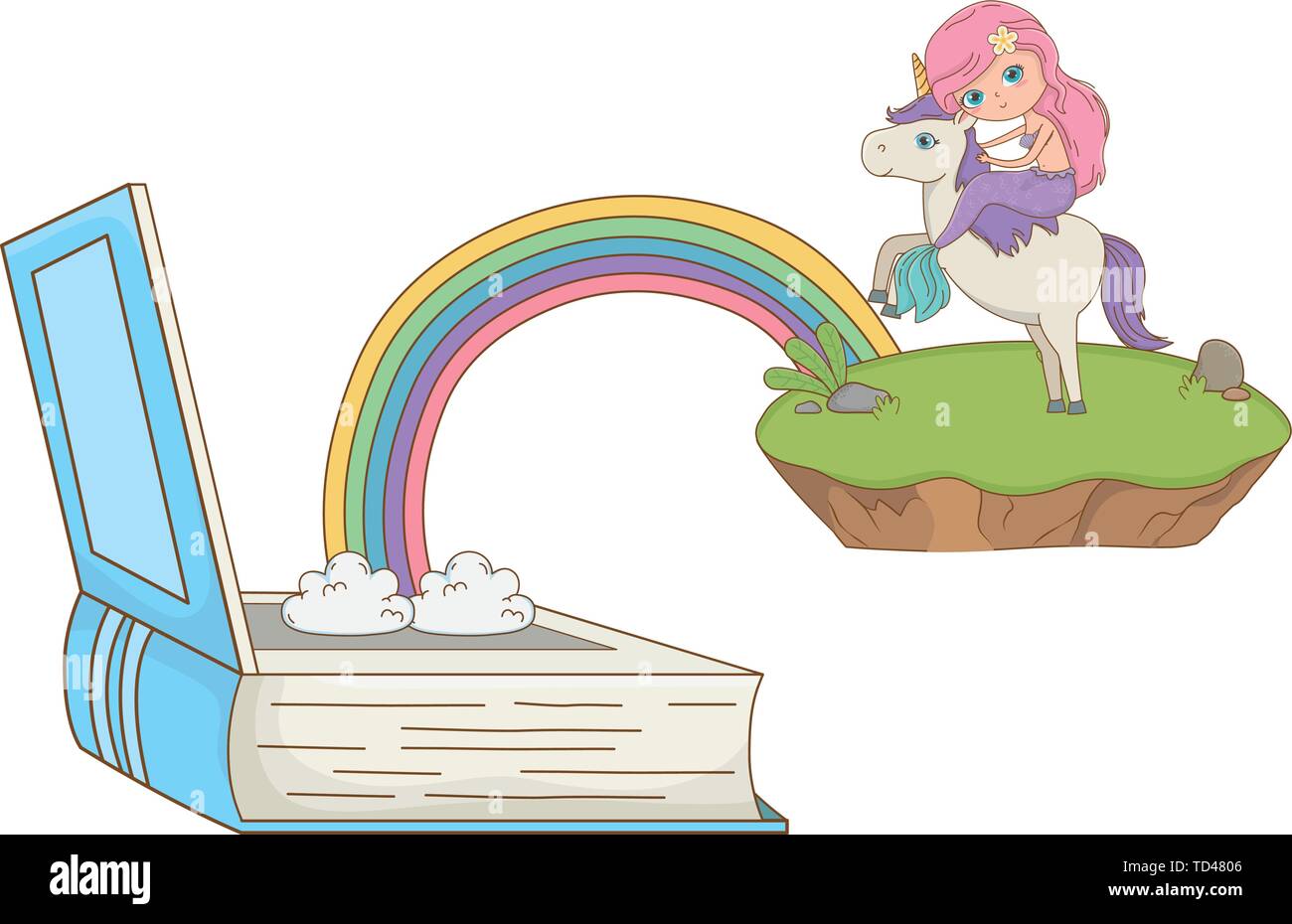 Mermaid and unicorn design, Fairytale history medieval fantasy kingdom ...