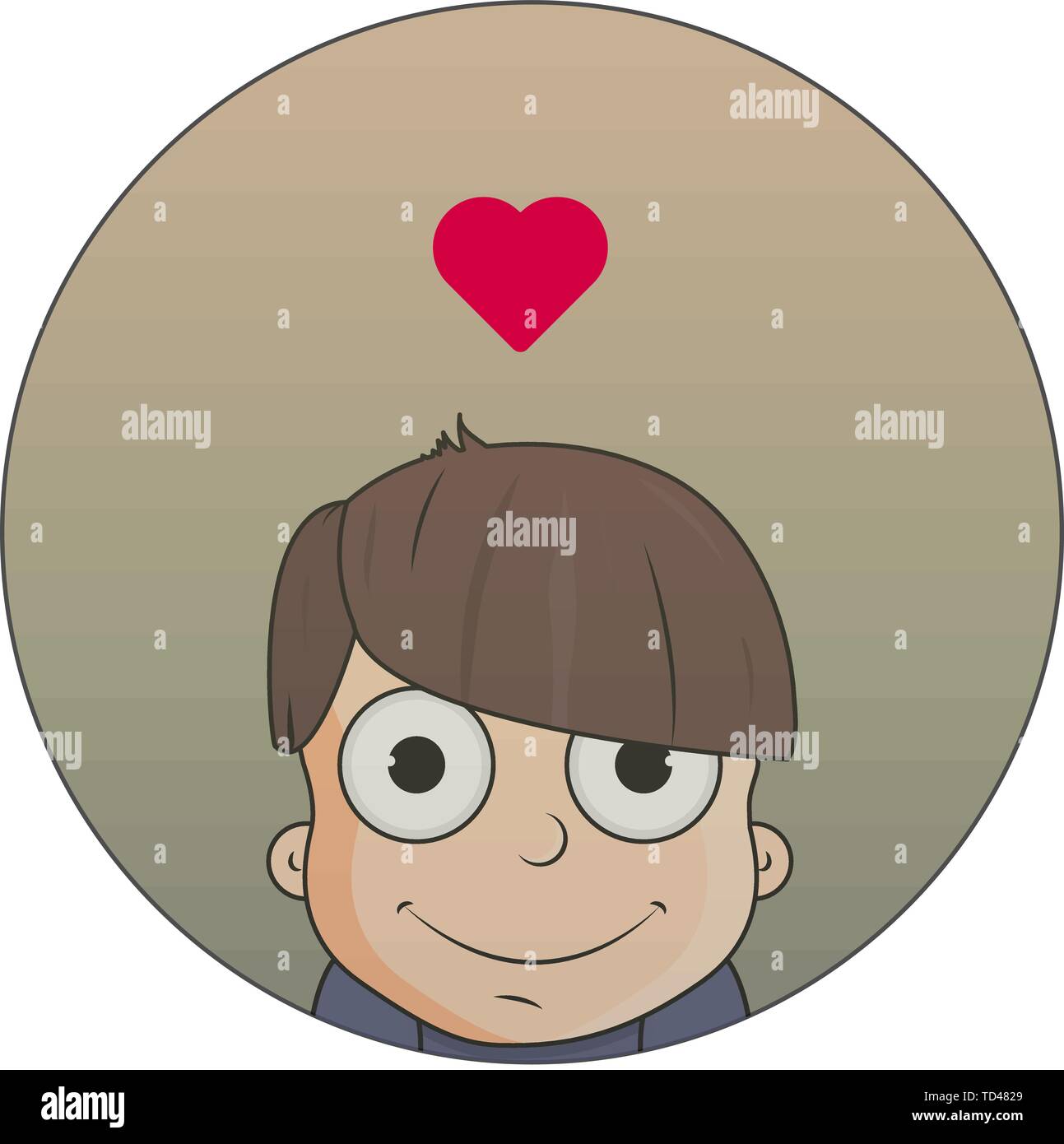 Head of boy kawaii vector illustration. The emotion of love. Boy ...