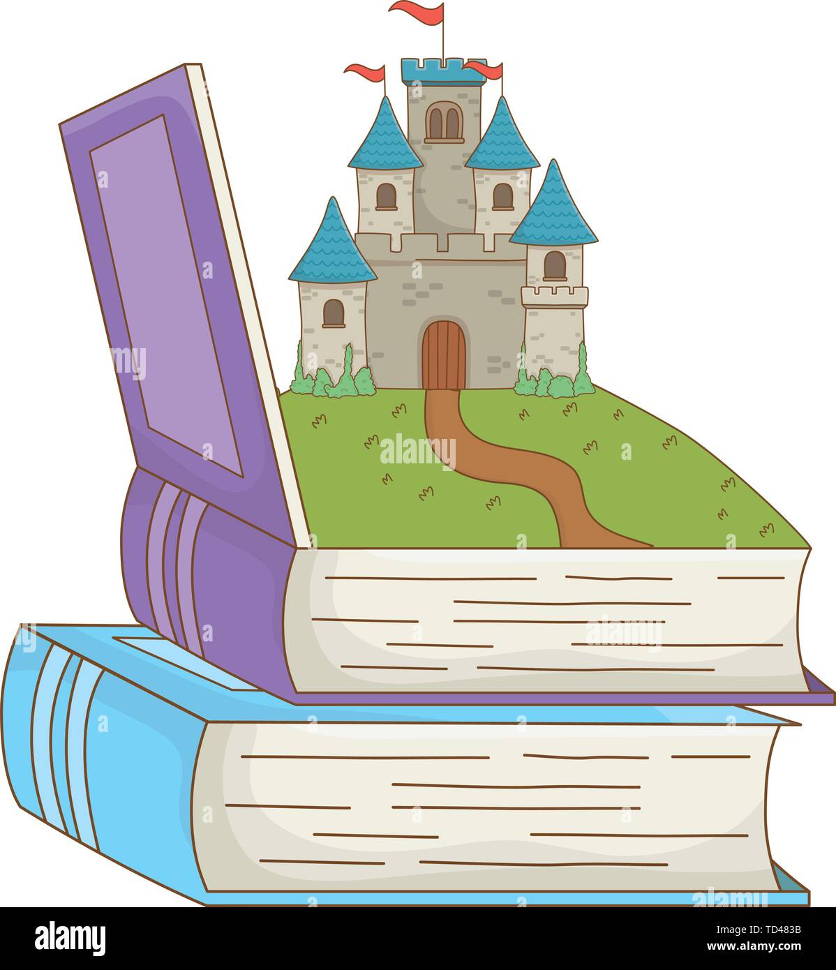 Book and castle design, Fairytale history medieval fantasy kingdom tale ...