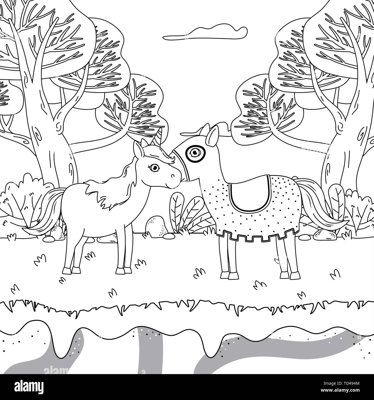 Horse and unicorn cartoon design, Magic fantasy fairytale female and ...