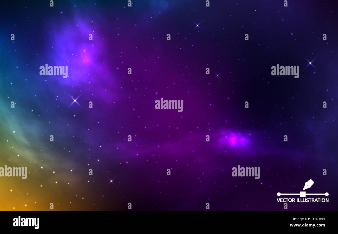Space background realistic. Colorful cosmos with shining stars. Color ...