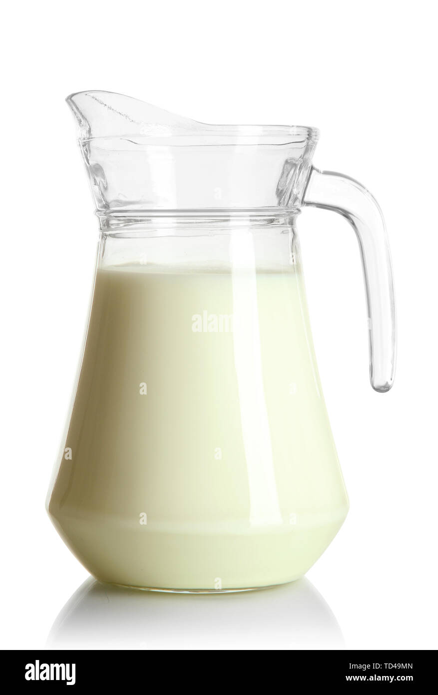 Pitcher of milk isolated on white Stock Photo - Alamy