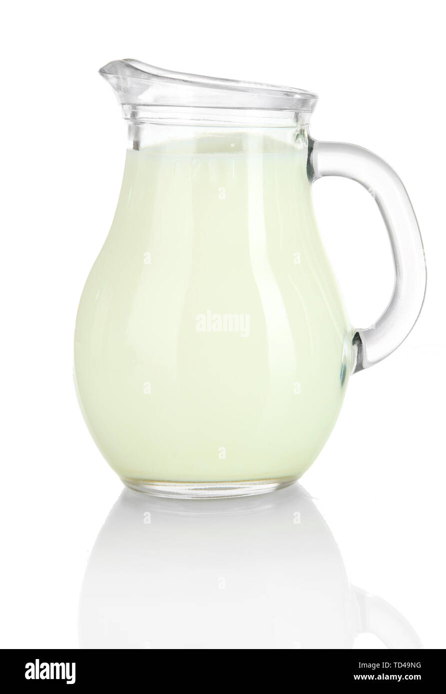 Pitcher of milk isolated on white Stock Photo - Alamy