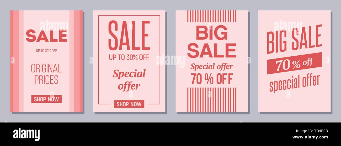 Collection of four creative sale flyers. Big discounts, offer, price ...