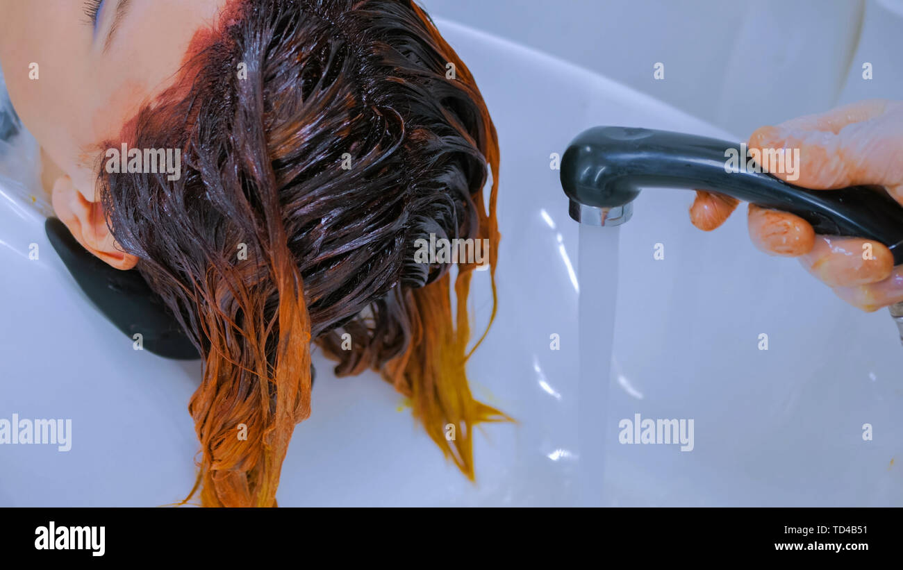 Woman Washing Her Hair Foam High Resolution Stock Photography and ...