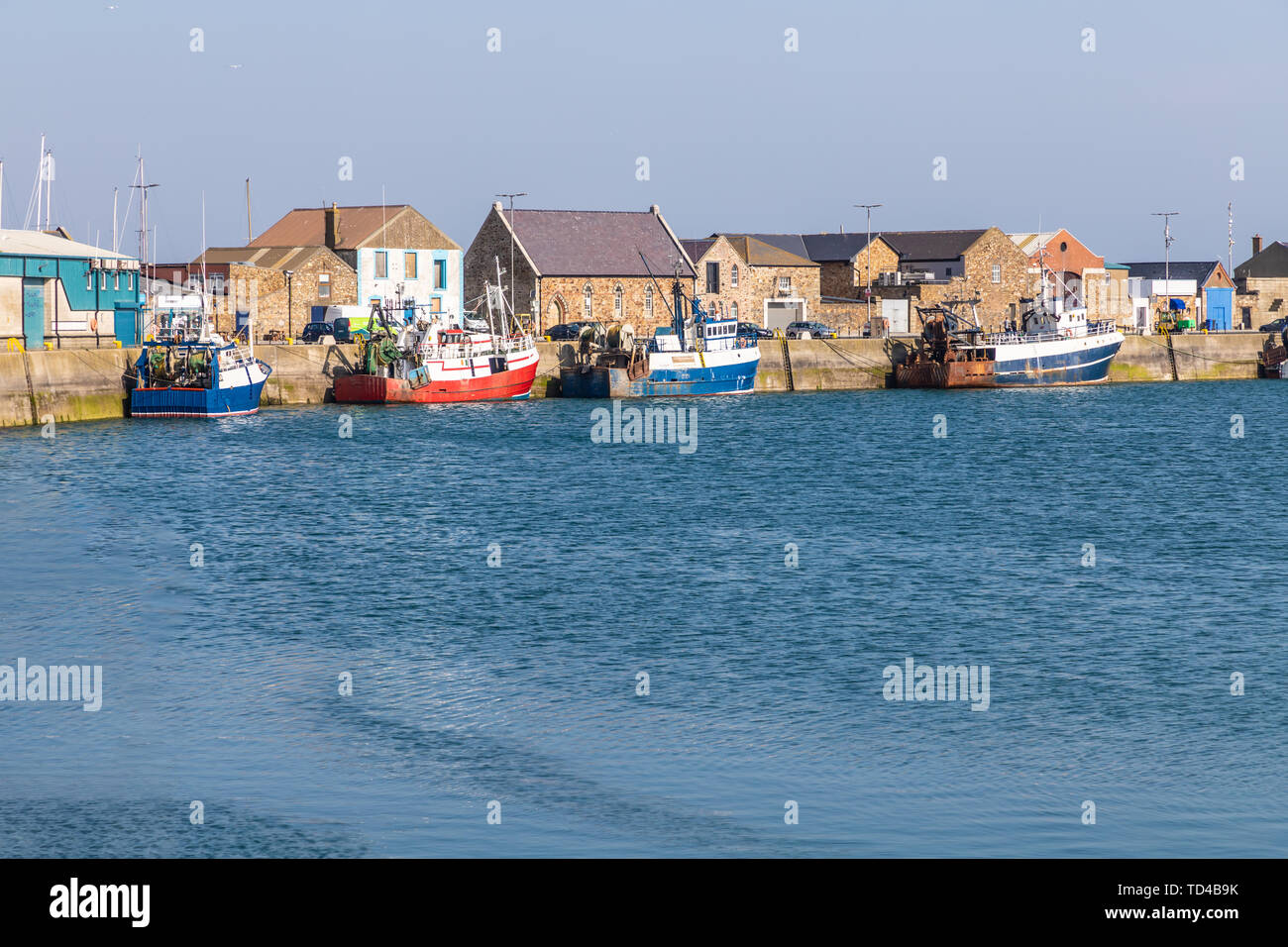 Boats and Fish market in Howth Pier, Howth, Dublin, Ireland Stock Photo ...