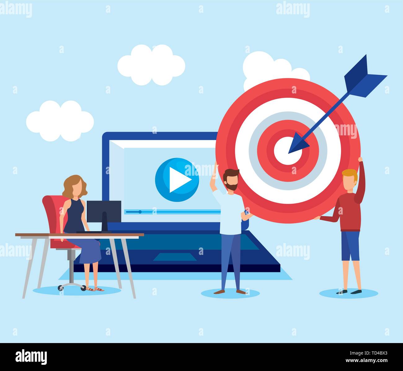 mini people with laptop vector illustration Stock Vector Image & Art ...