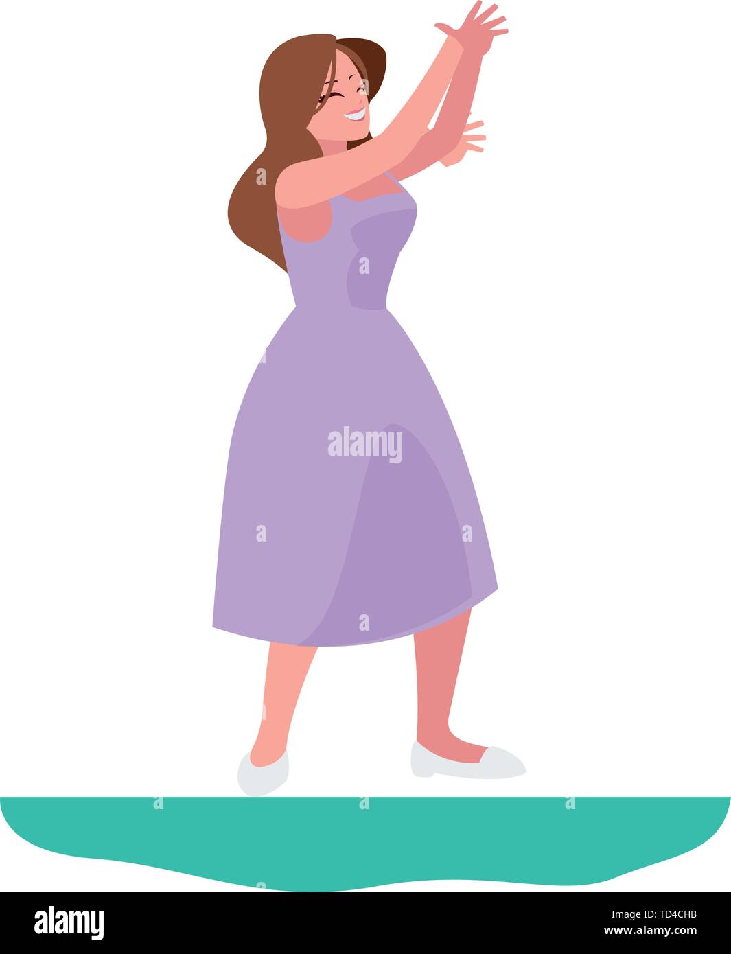 cute happy mom dancing character vector illustration design Stock ...