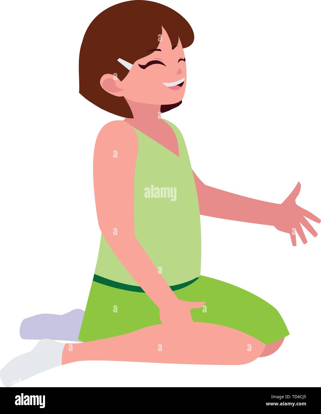 happy little girl playing character vector illustration design Stock ...