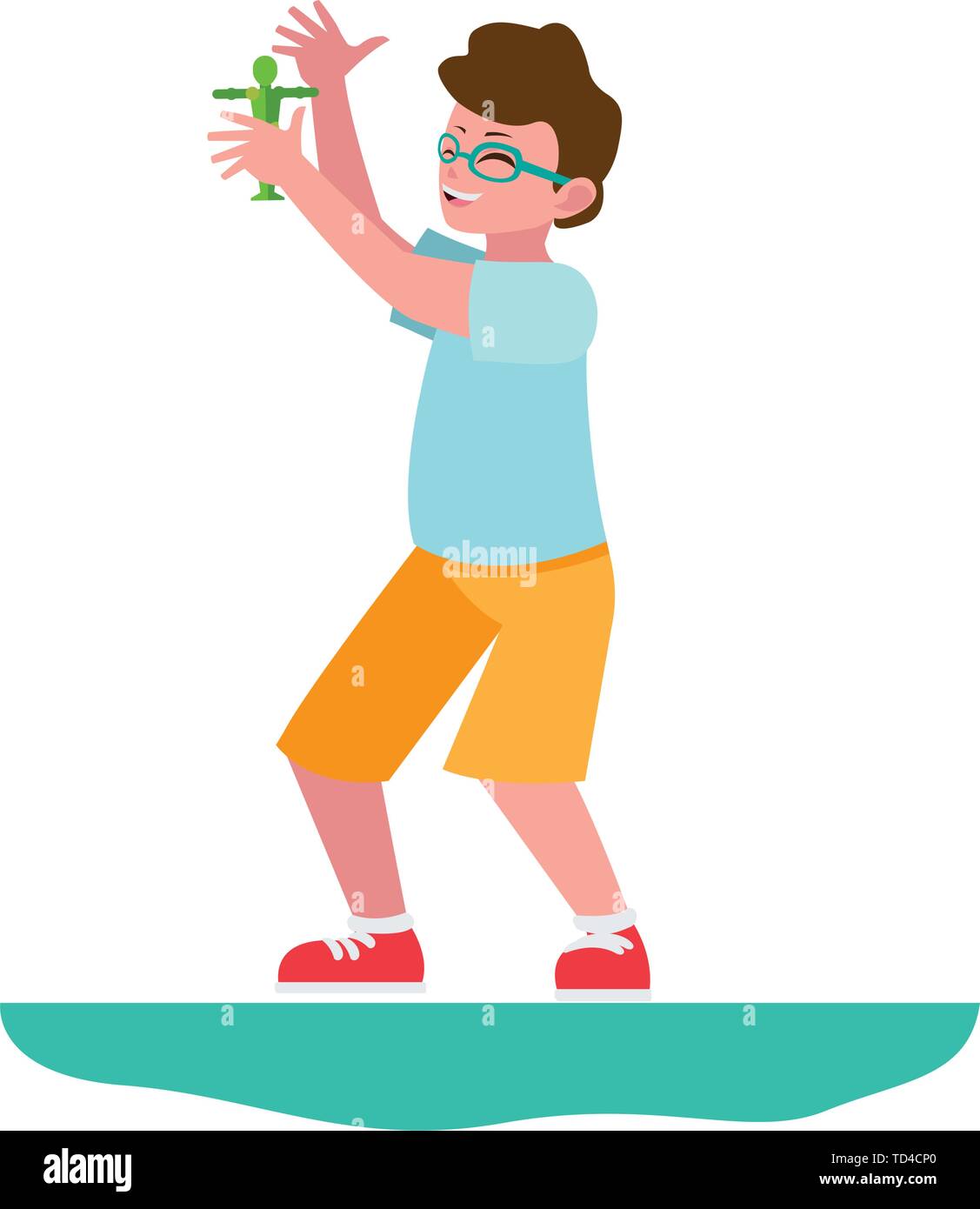 happy little boy playing character vector illustration design Stock ...