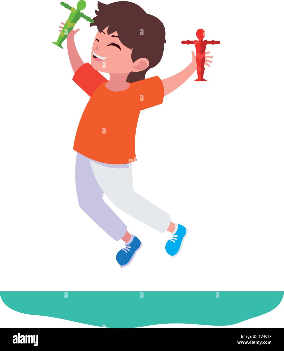happy little boy playing character vector illustration design Stock ...