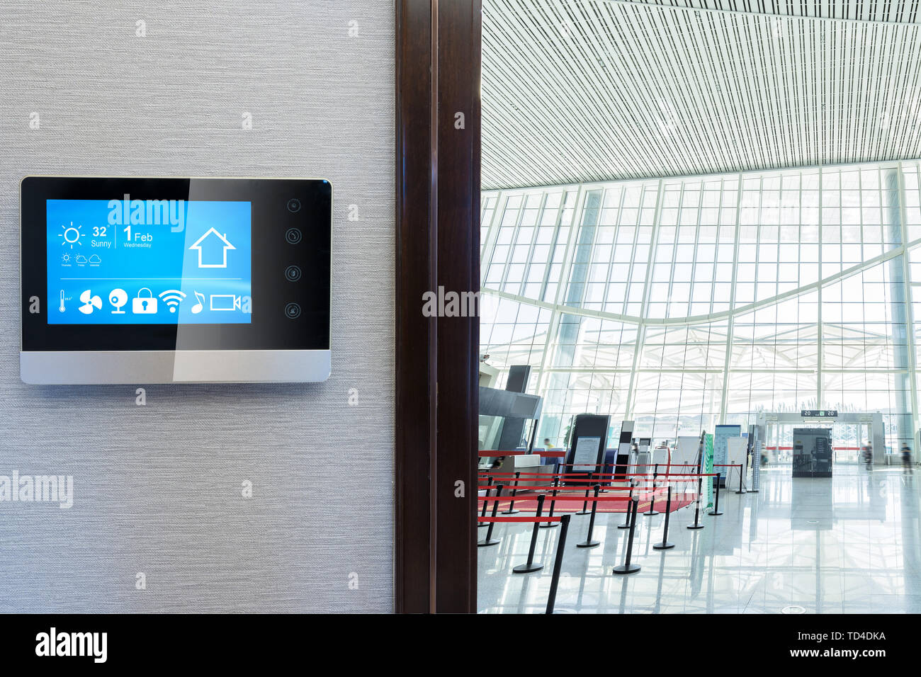 smart screen with smart home with modern hall Stock Photo - Alamy