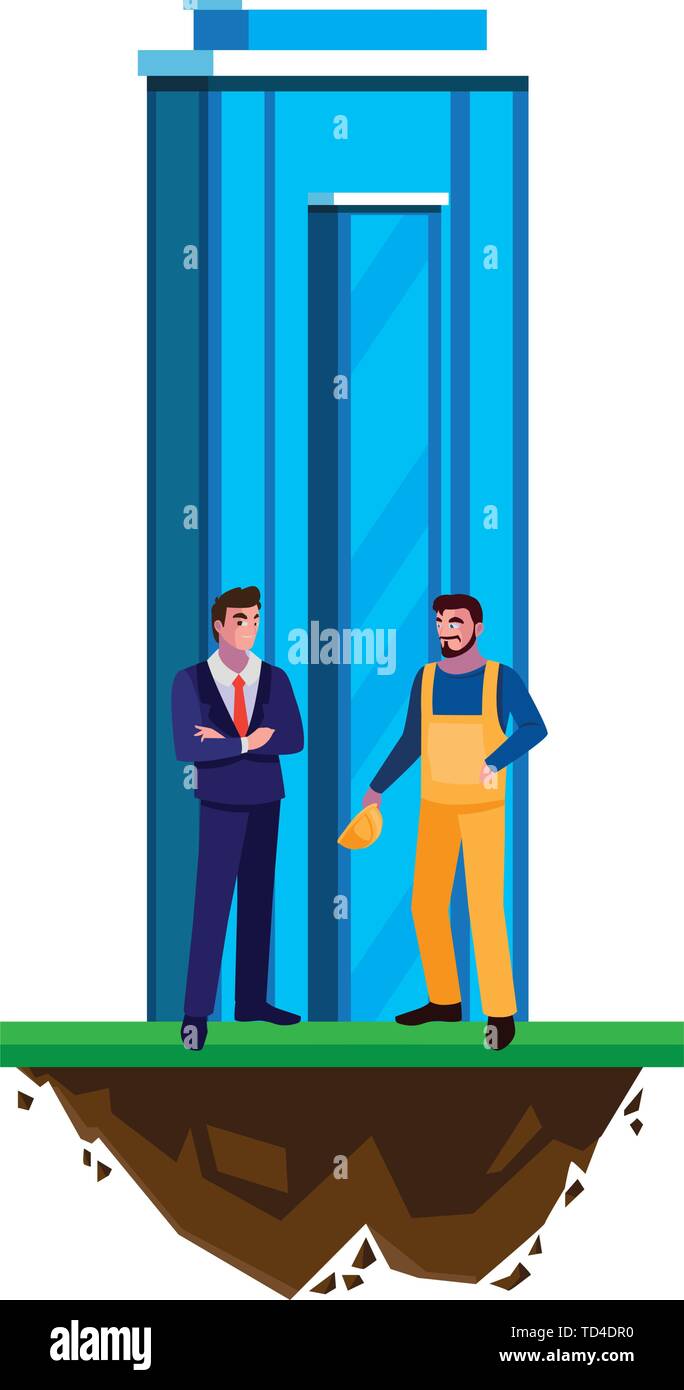 builder constructor with engineer and building vector illustration ...