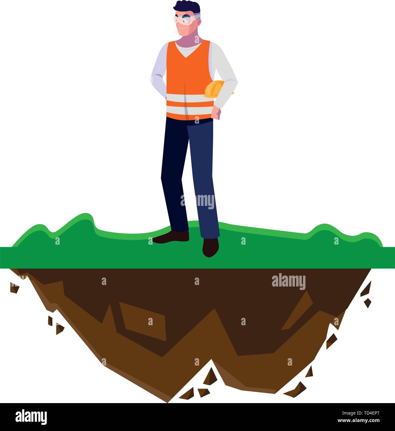male builder constructor worker on the lawn vector illustration design ...