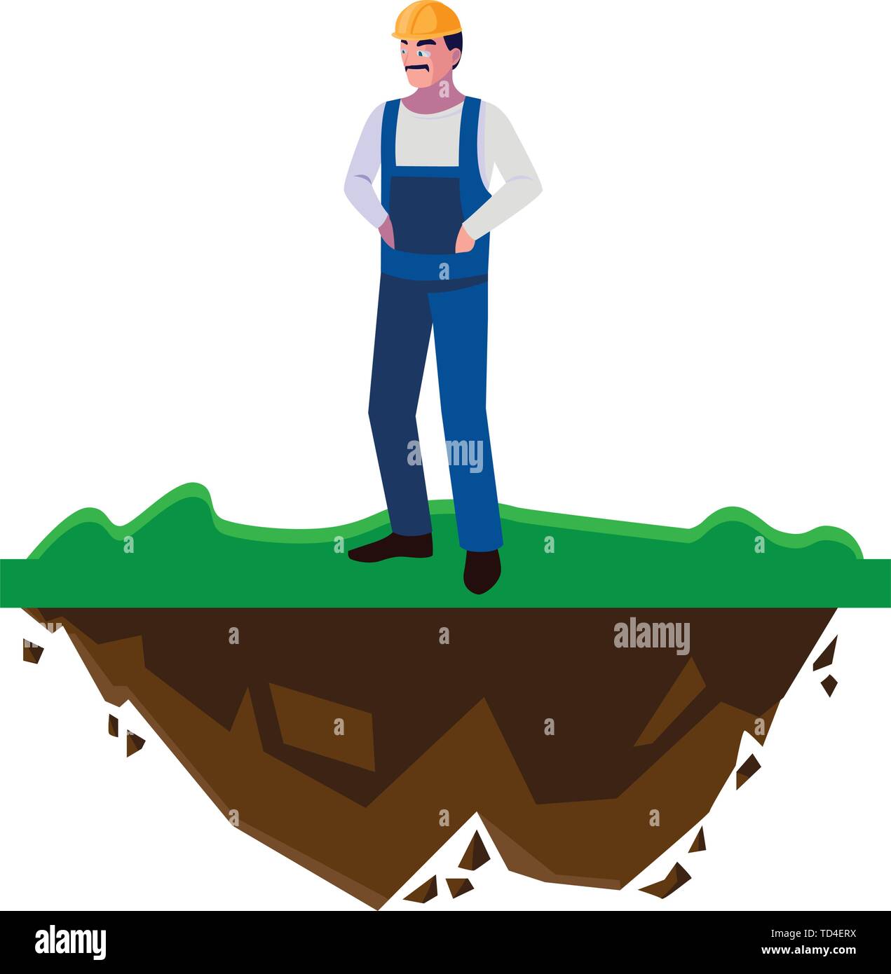 male builder constructor worker on the lawn vector illustration design ...