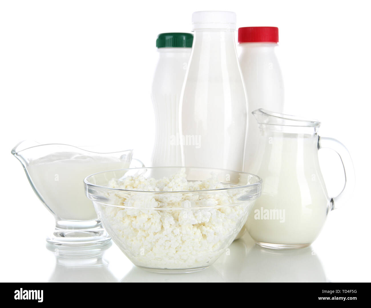 Dairy products isolated on white Stock Photo - Alamy
