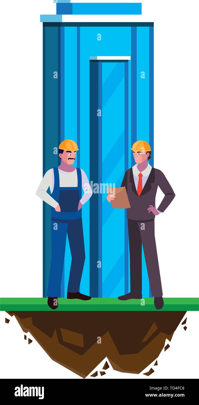 builder constructor with engineer and building vector illustration ...