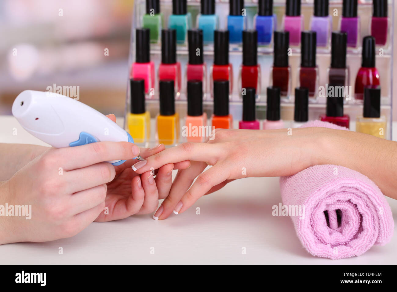 Manicure process in beauty salon hi-res stock photography and images ...