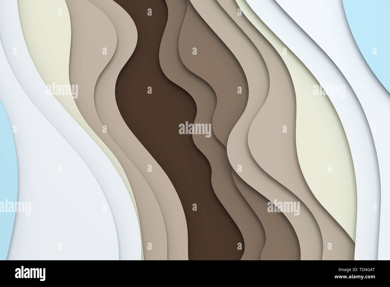 Three-dimensional rendering, curved cardboard light color background ...