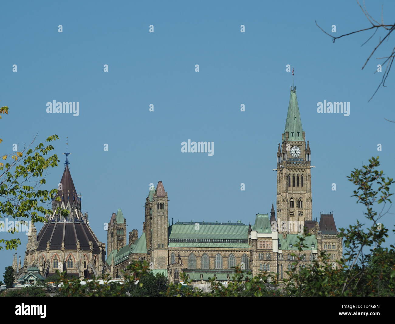 OTTAWA, CANADA - JULY 30 2017: A side view of the Parliament Buildings ...
