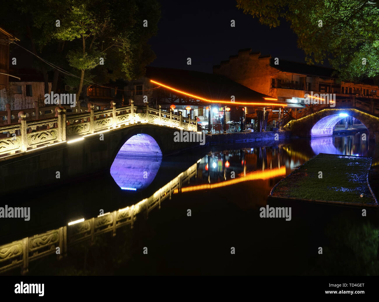 Night view of Anchang ancient town Stock Photo - Alamy