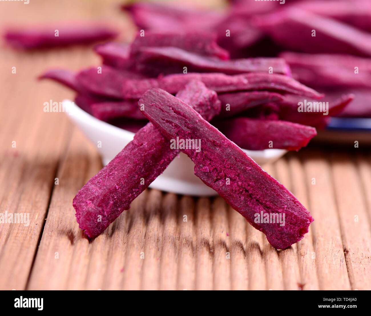Purple potato dried purple potato strips Stock Photo - Alamy