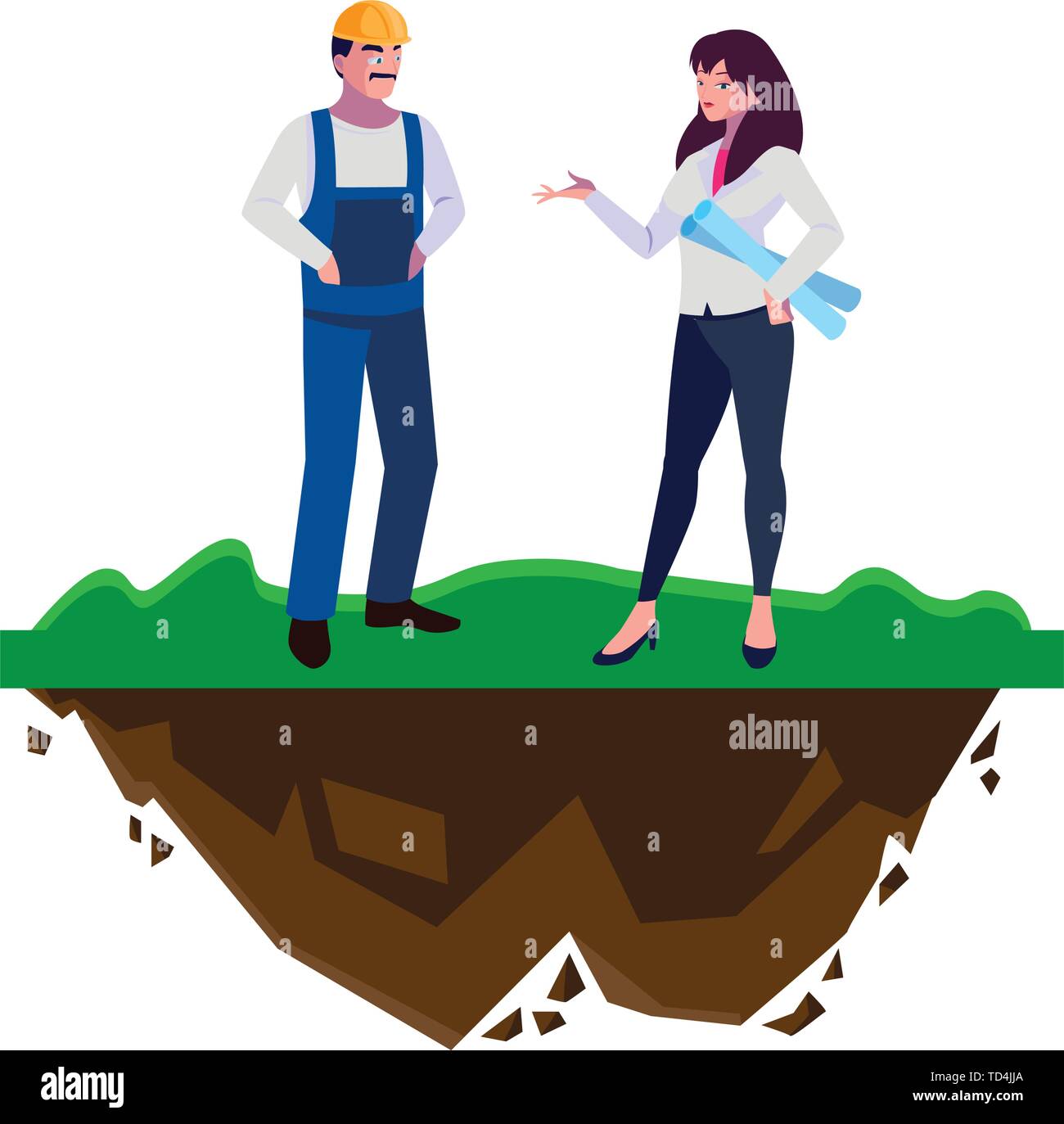 male builder constructor with woman engineer vector illustration design ...